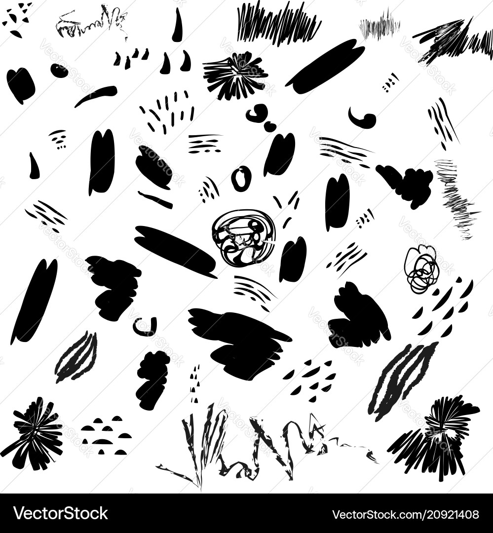 Hand drawn ink brush strokes and abstract Vector Image