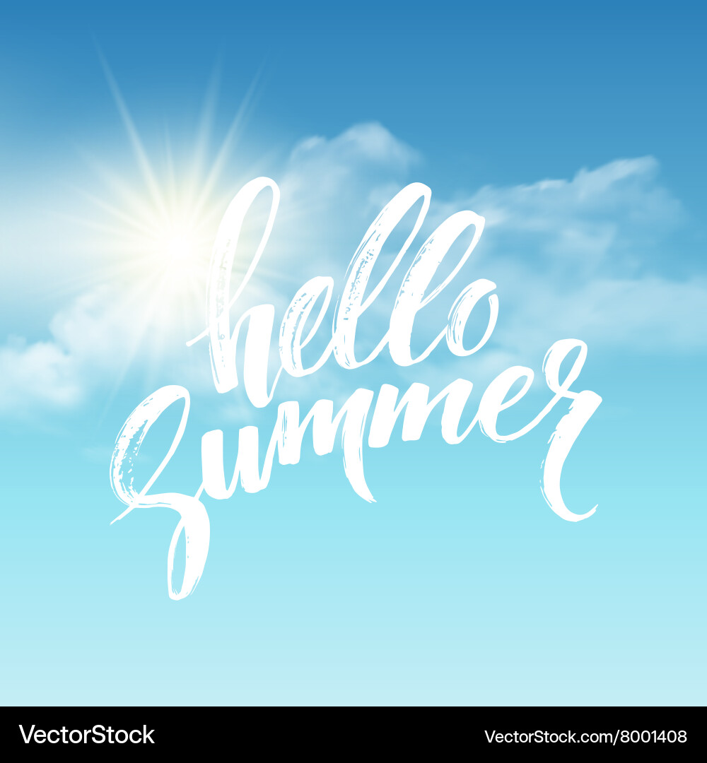 Heloo summer brush lettering on the cloud Vector Image