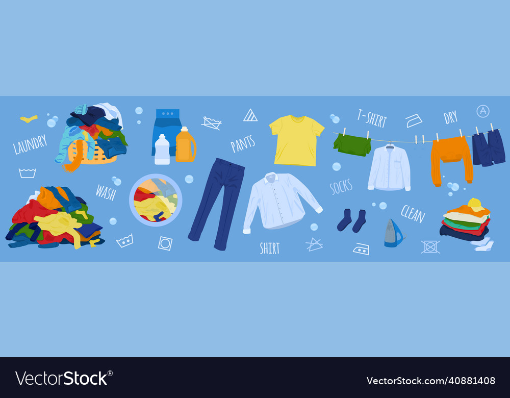 Horizontal laundry clothes composition Royalty Free Vector
