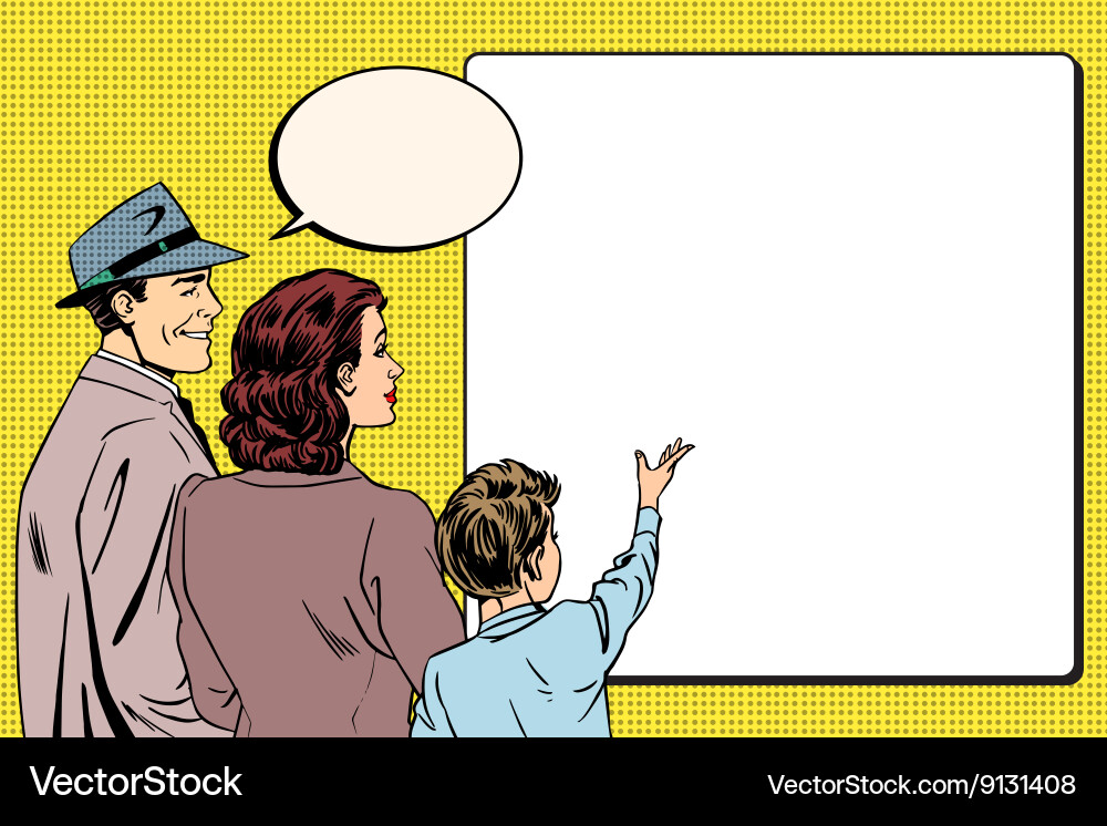 Retro family and poster Royalty Free Vector Image