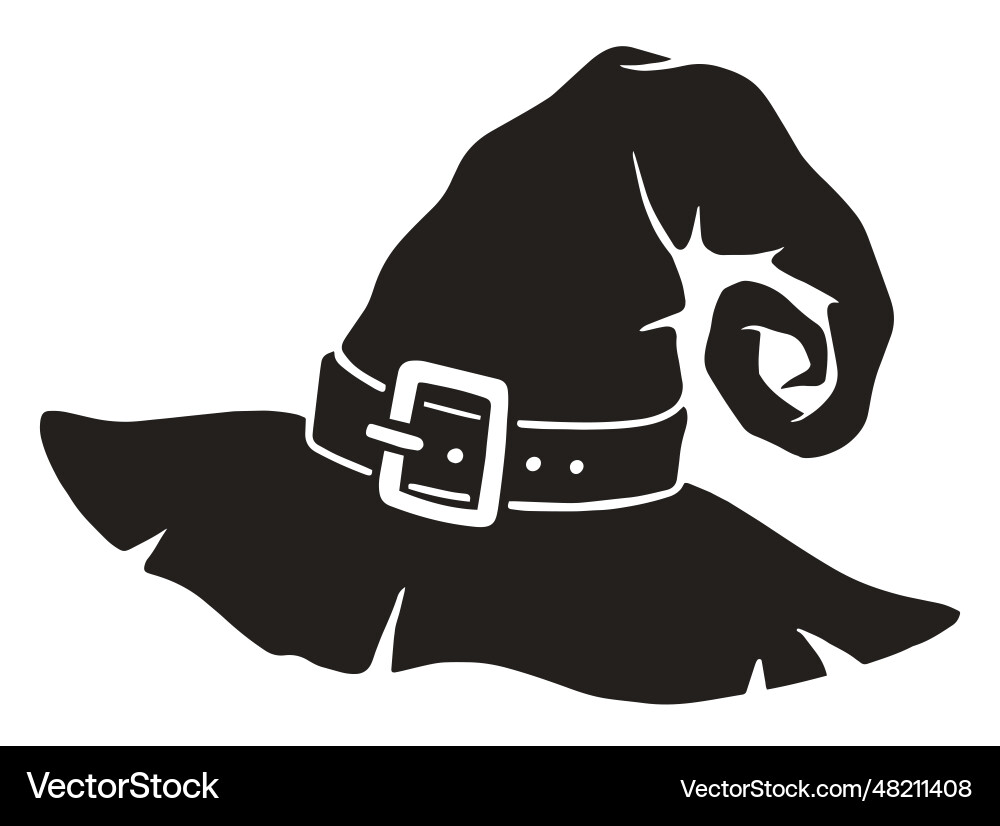 Witch hat silhouette sticker monochrome Royalty Free Vector