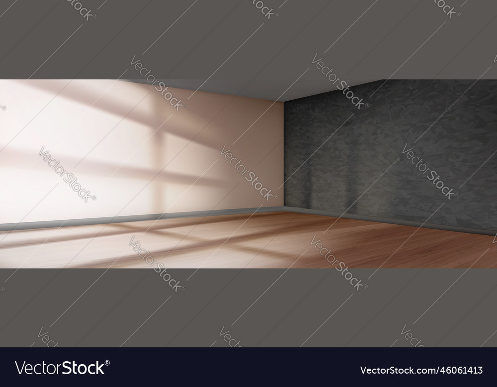 3d empty room corner render with gray wall Vector Image