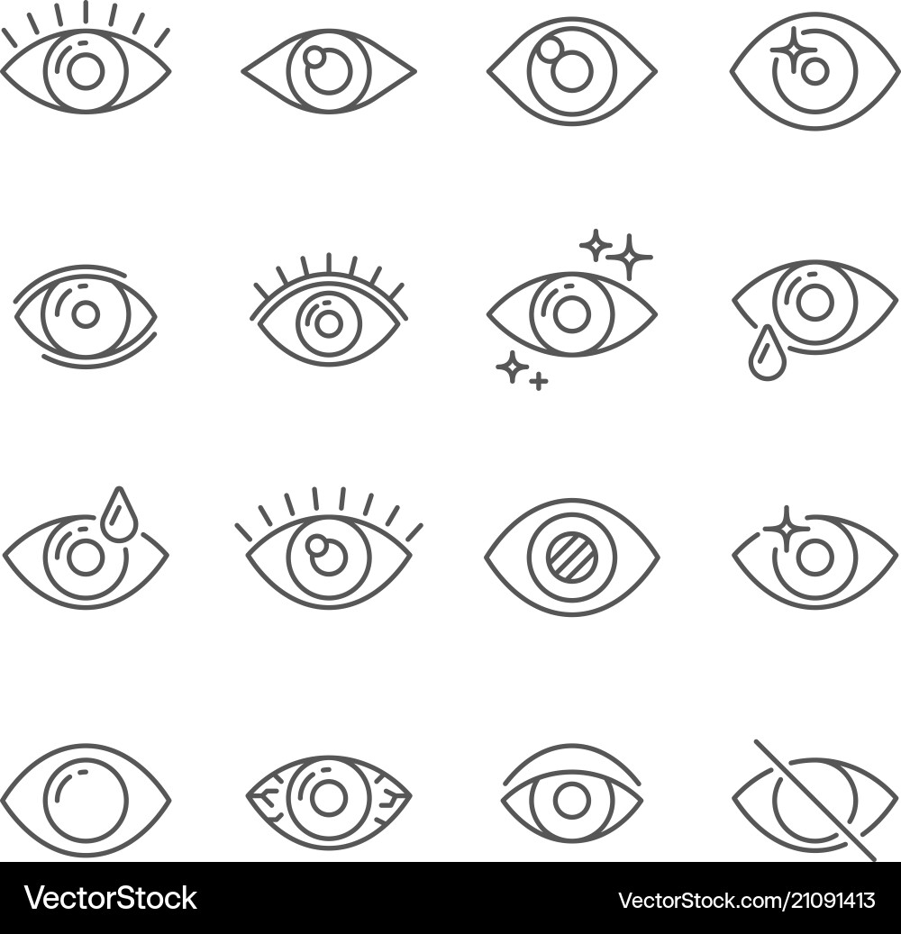 Black pictograph eyesight or looking eye line Vector Image