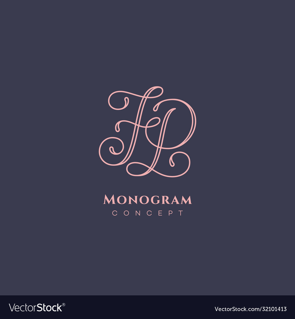 Calligraphic monogram fp Royalty Free Vector Image