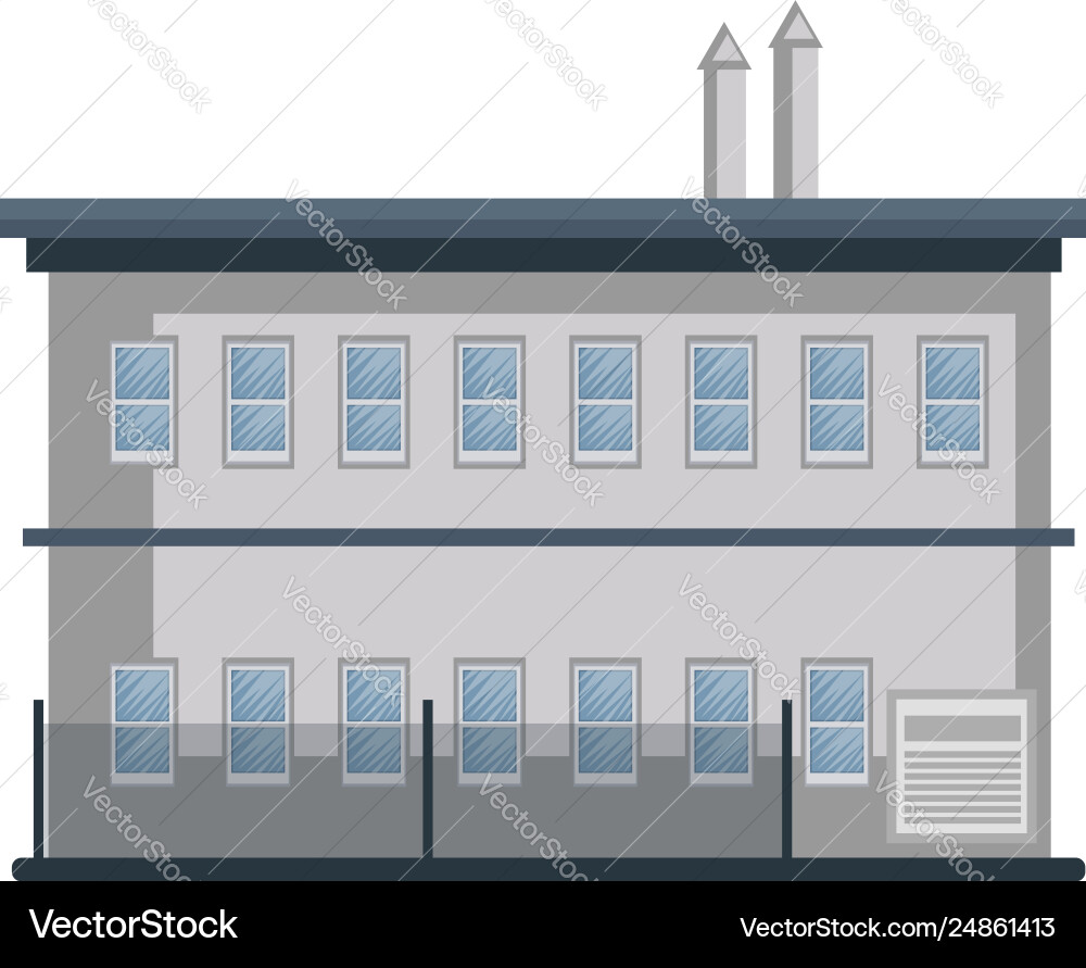 Cartoon white building with blue roon Royalty Free Vector