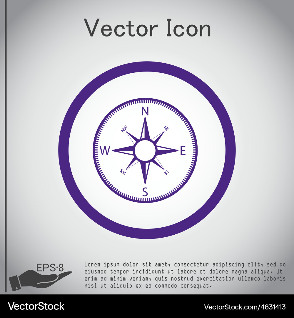 Compass icon orienteering traveling or camping in Vector Image