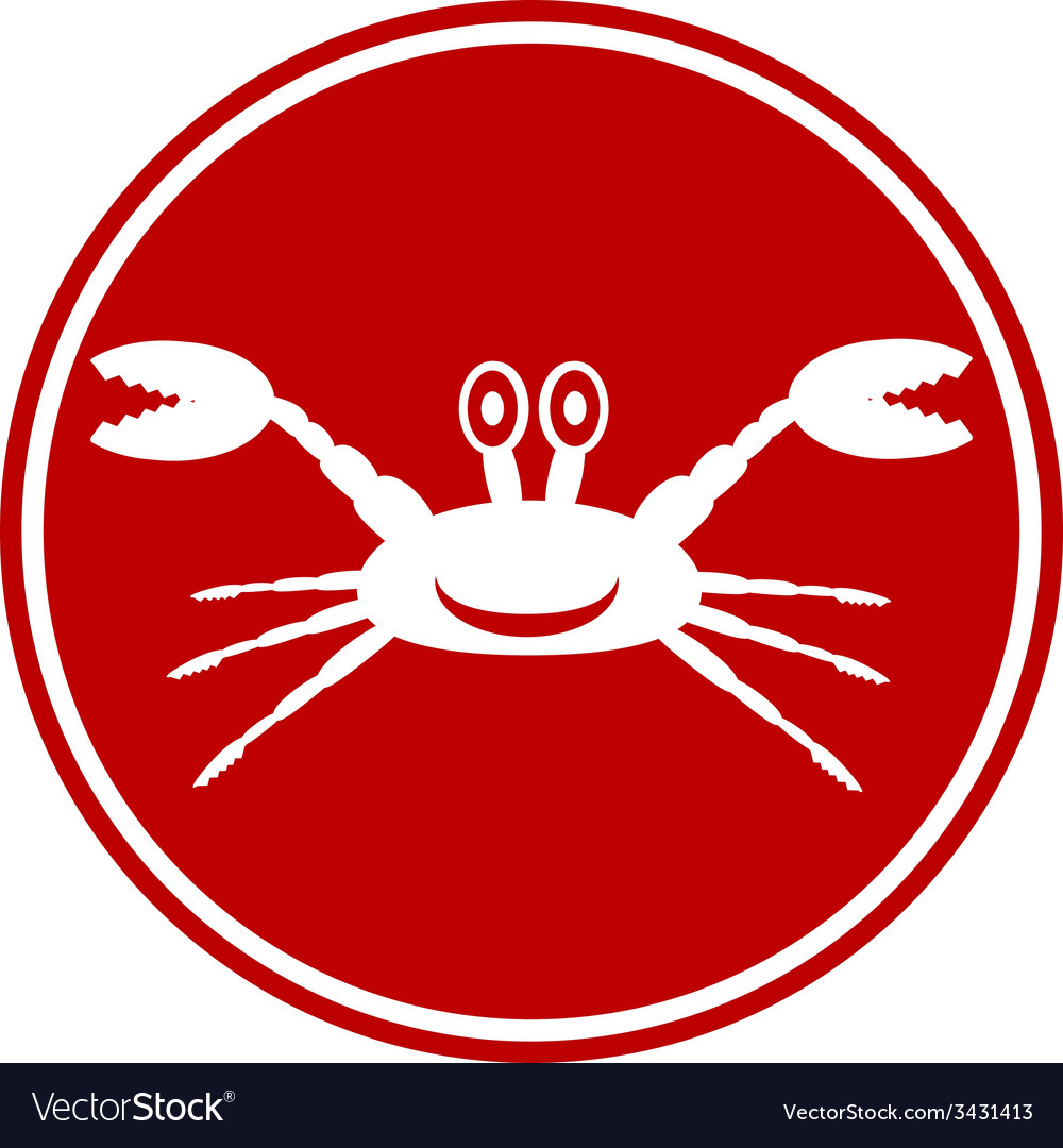 Crab button Royalty Free Vector Image - VectorStock