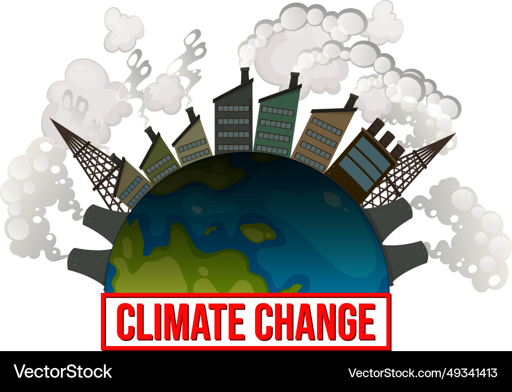 Earth climate change pollution danger in cartoon Vector Image
