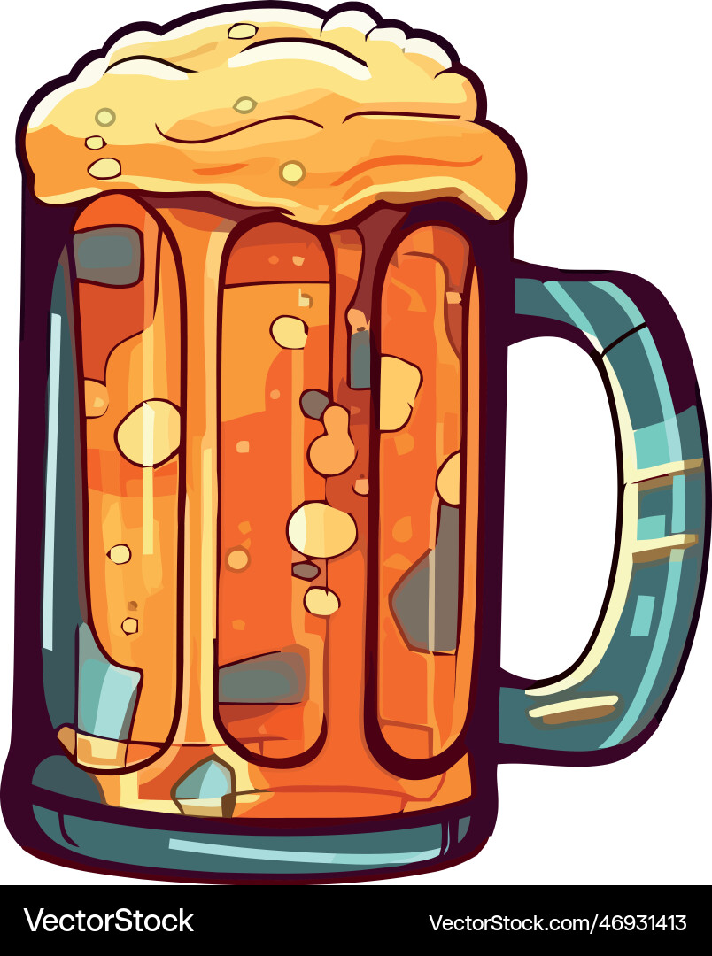 Frothy beer in gold pint glass celebration Vector Image