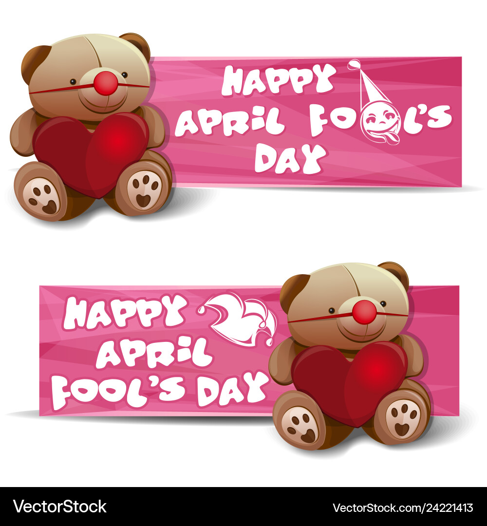 Happy april fools day horizontal banners set Vector Image