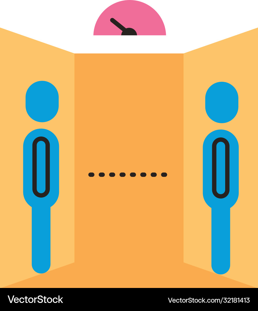 Humans distance social in elevator flat style icon