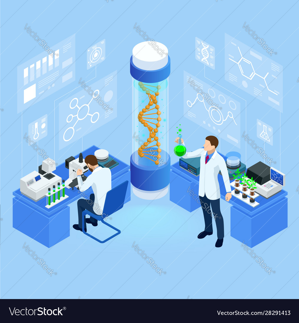 Isometric concept laboratory exploring new Vector Image