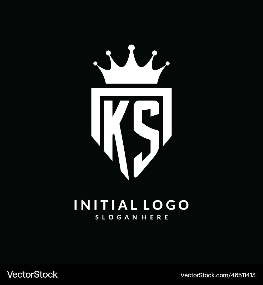 Letter ks logo monogram emblem style with crown Vector Image