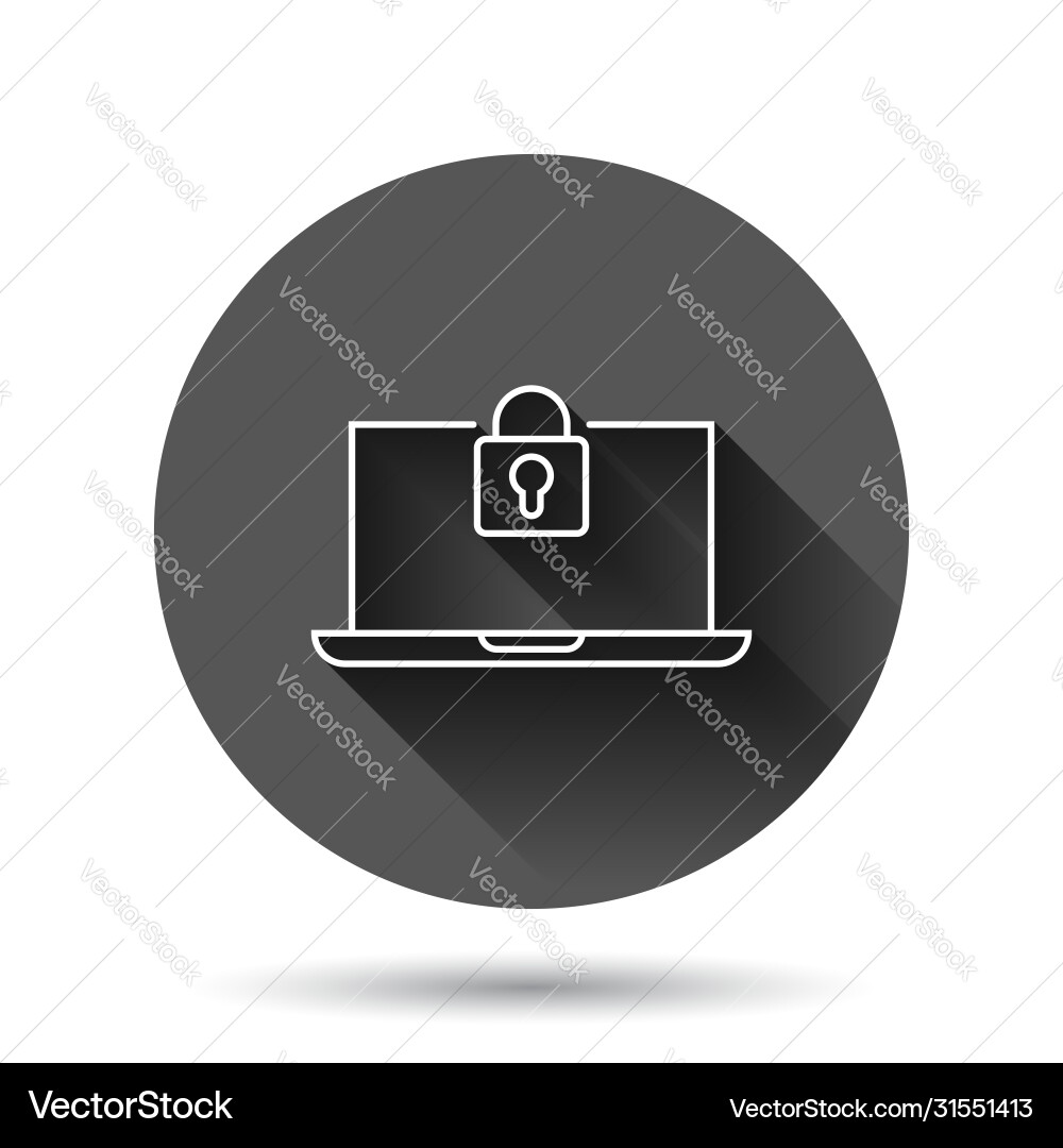 Locker computer icon in flat style padlock laptop Vector Image