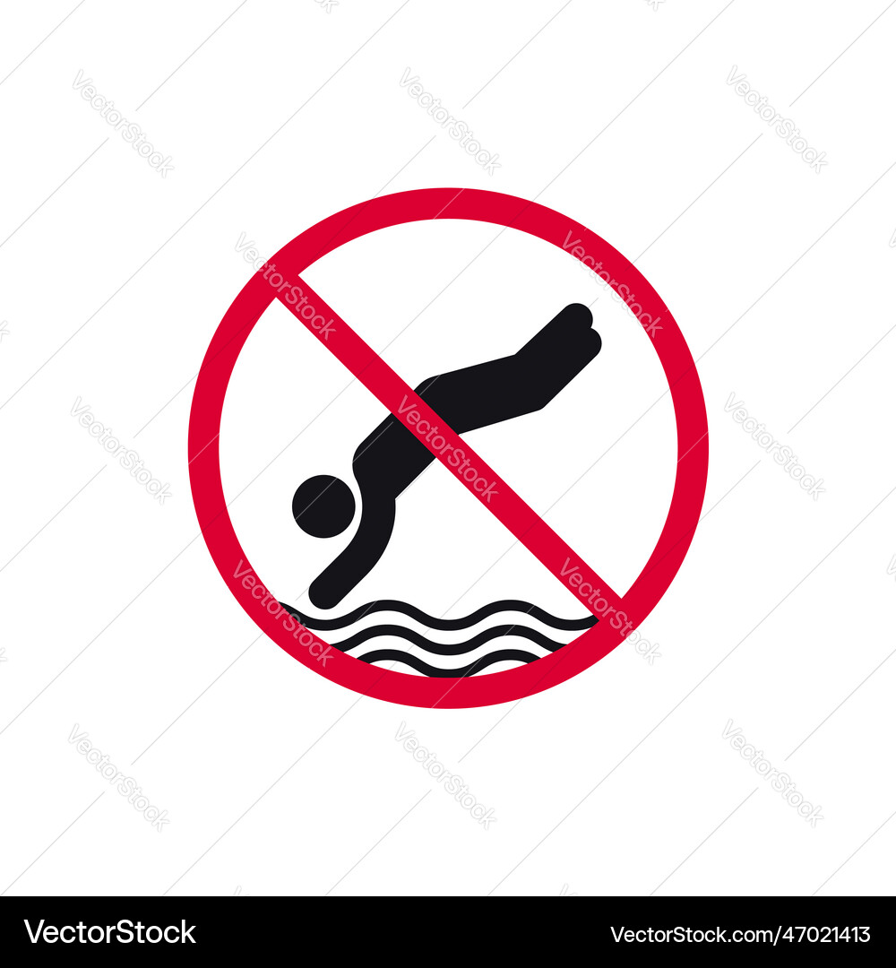 No diving prohibited sign forbidden modern round Vector Image