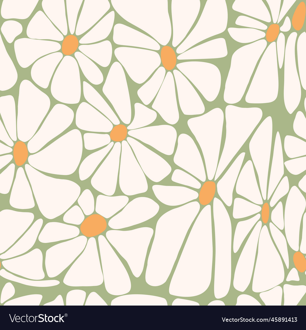 Retro floral seamless pattern with groovy daisy Vector Image