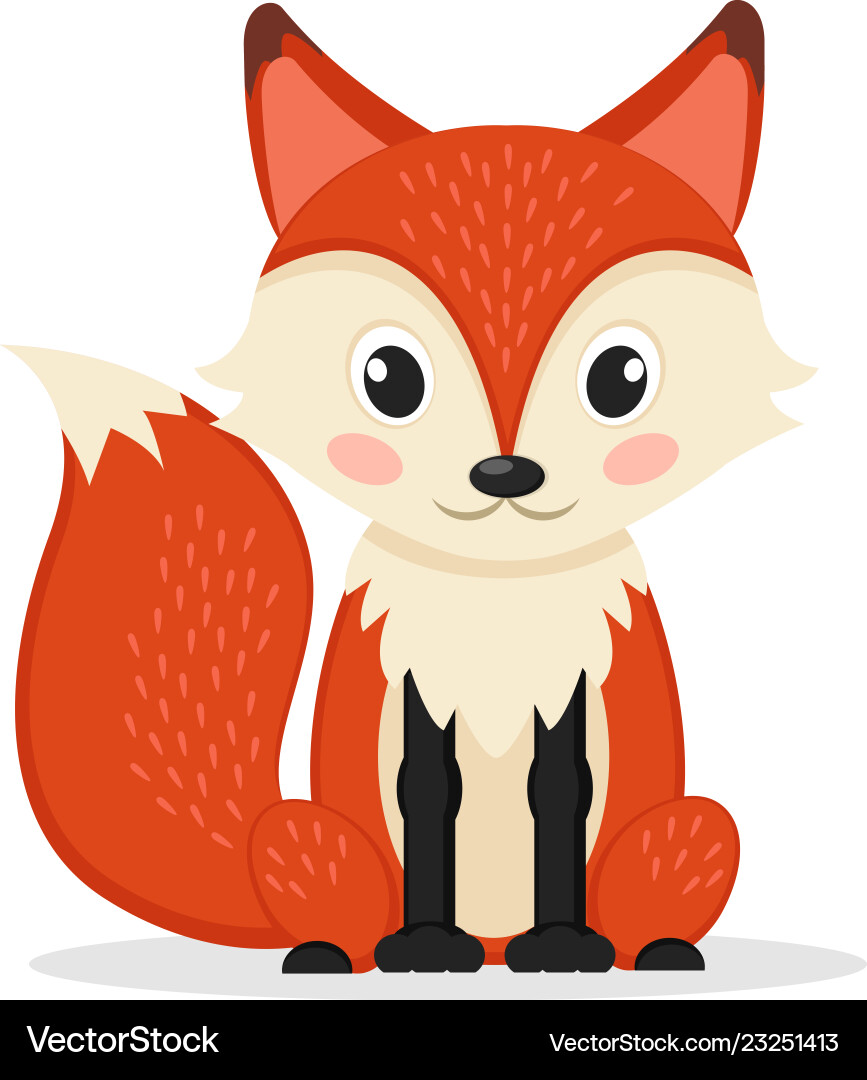 Sly fox sitting on a white wild animal Royalty Free Vector