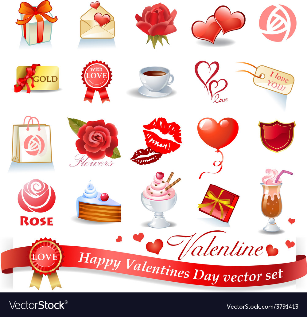 Valentines design elements Royalty Free Vector Image