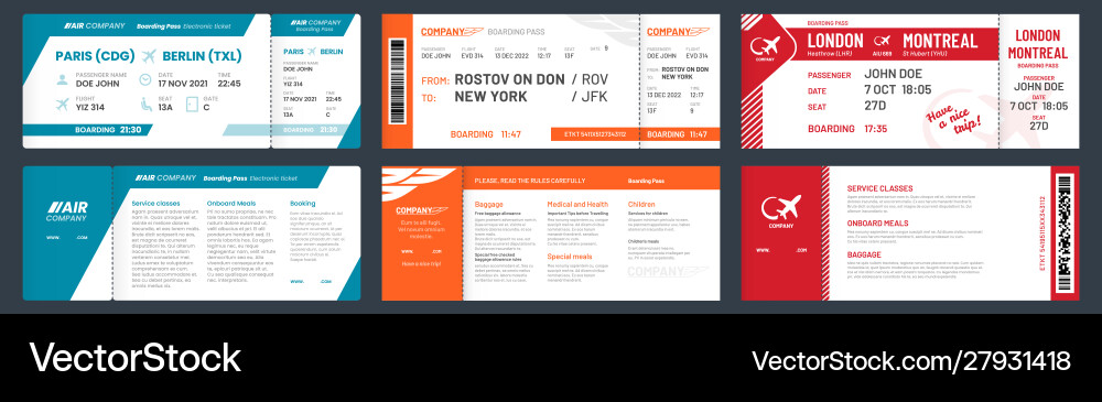 Airplane tickets airline ticket template Vector Image