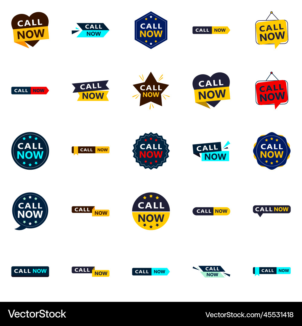 Call now 25 eye catching typographic banners Vector Image