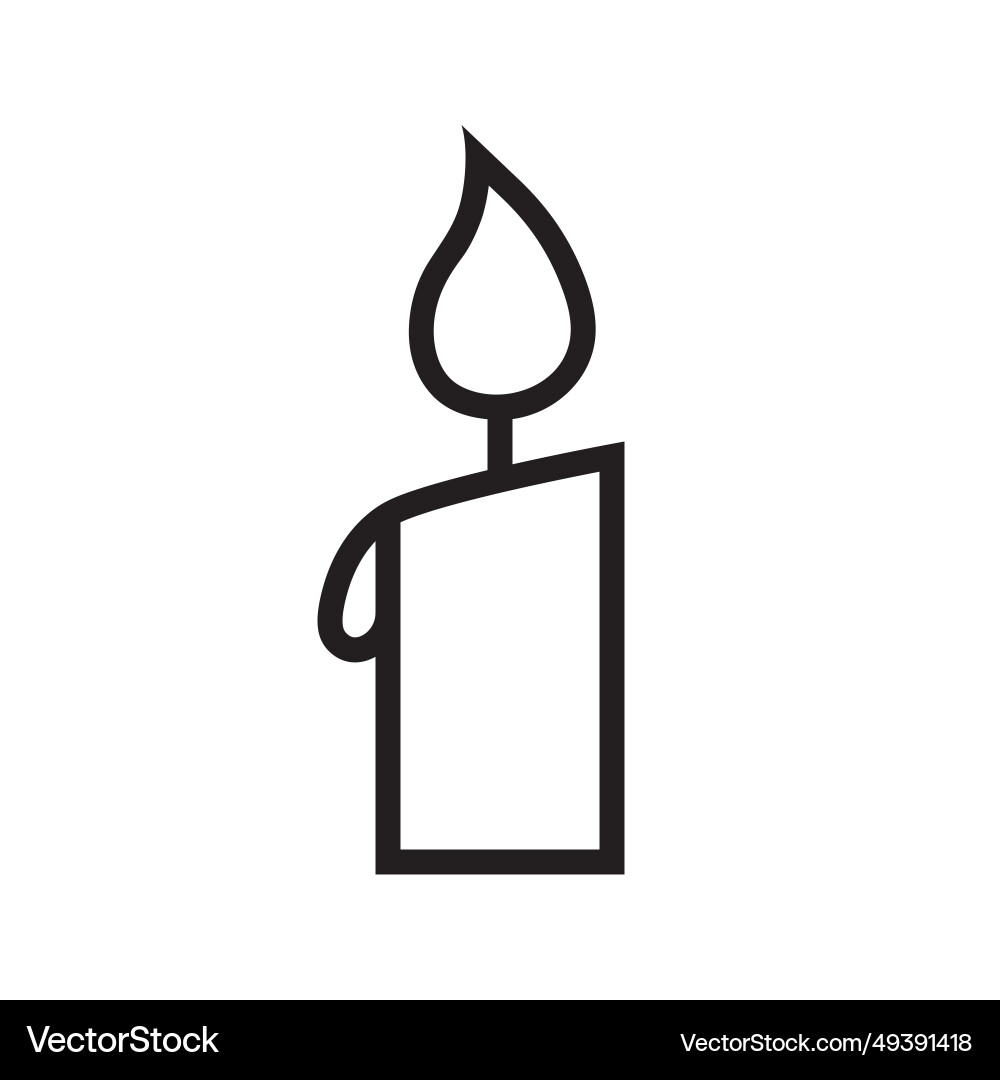 Candle outline black and white icon Royalty Free Vector
