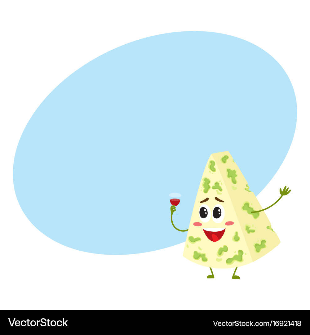 Funny smiling happy blue cheese character Vector Image