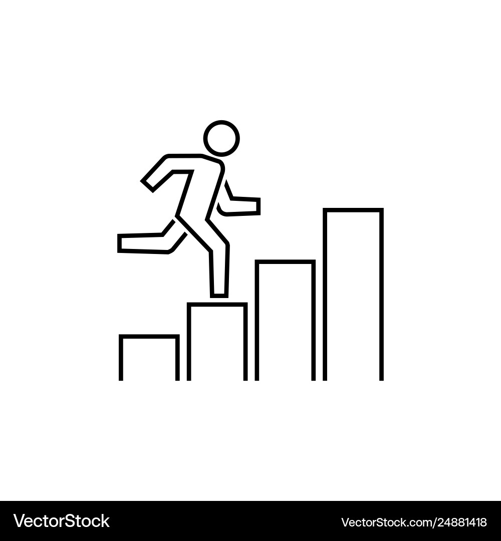 Growing business urning man graph icon Royalty Free Vector