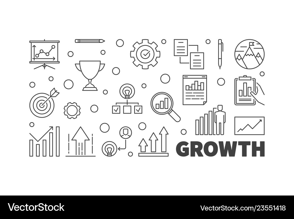 Growth or banner in outline Royalty Free Vector Image