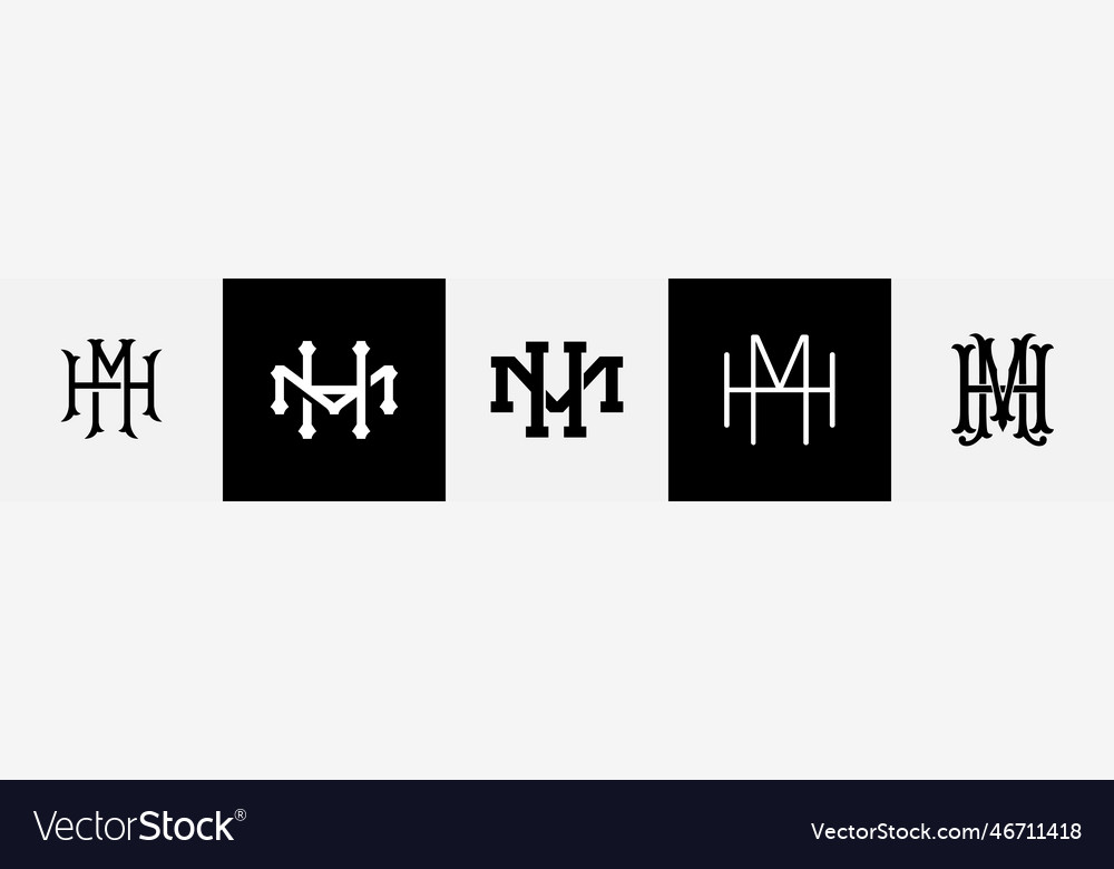 Initial letters hm monogram logo design bundle Vector Image