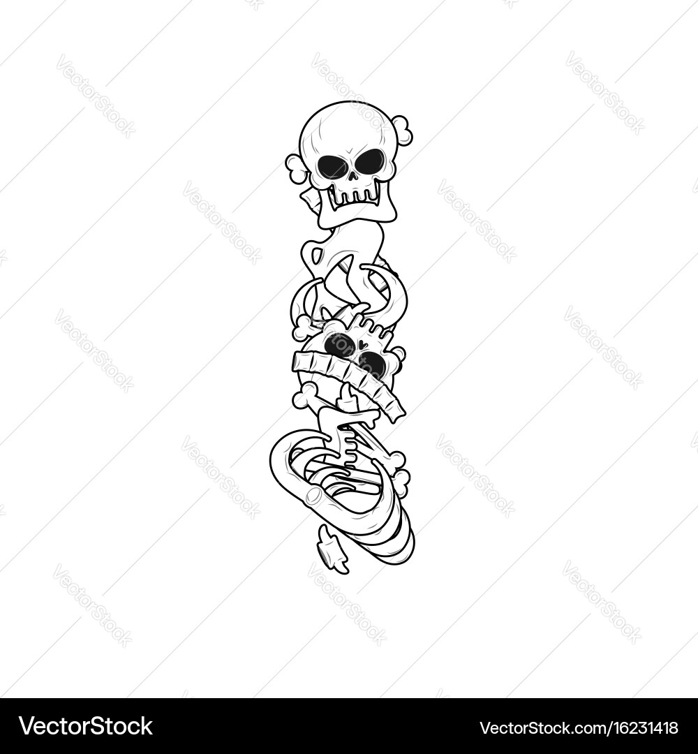 Letter i skeleton bones font anatomy Royalty Free Vector