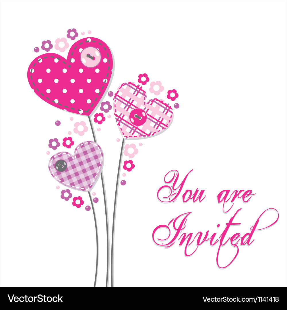 Lovely invitation with hearts Royalty Free Vector Image
