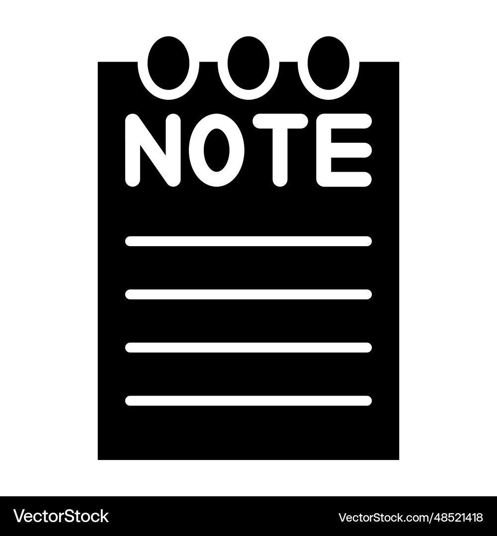 Paper note glyph icon for personal and commercial Vector Image