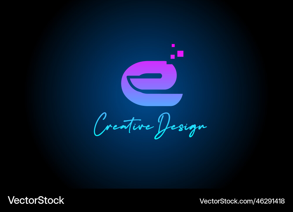 Pink blue e alphabet letter logo icon design Vector Image