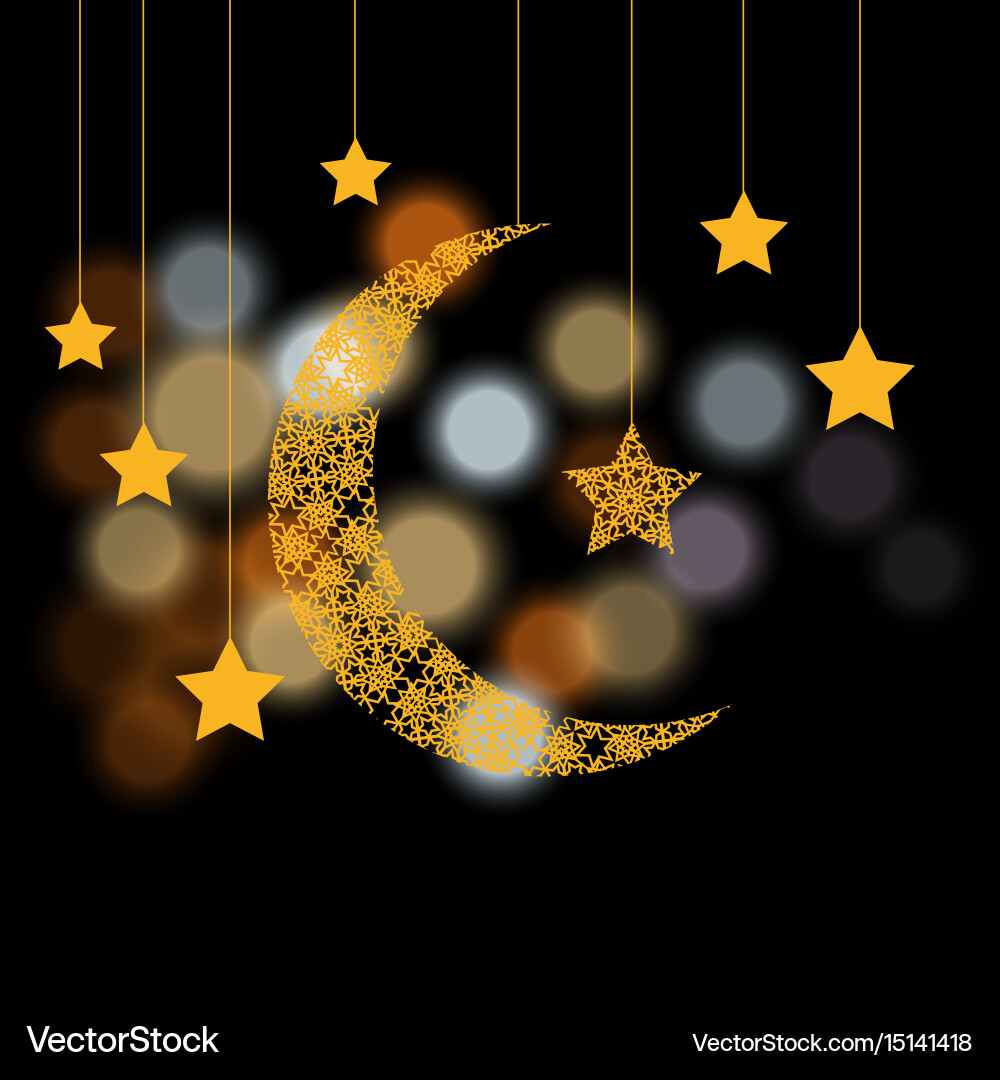 Ramadan crescent with the stars background Vector Image