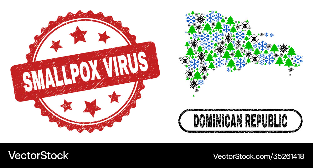 Smallpox virus textured stamp and dominican Vector Image