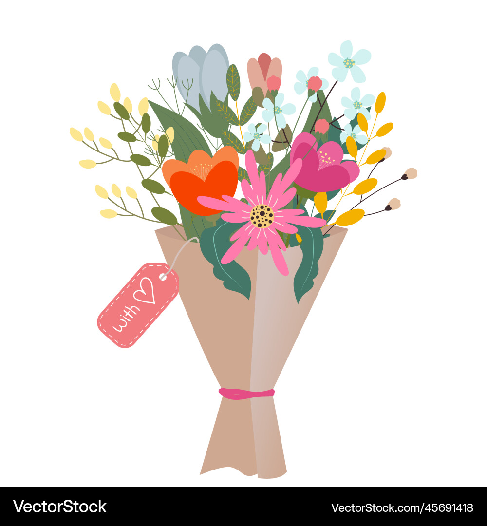 Spring flowers bouquet Royalty Free Vector Image