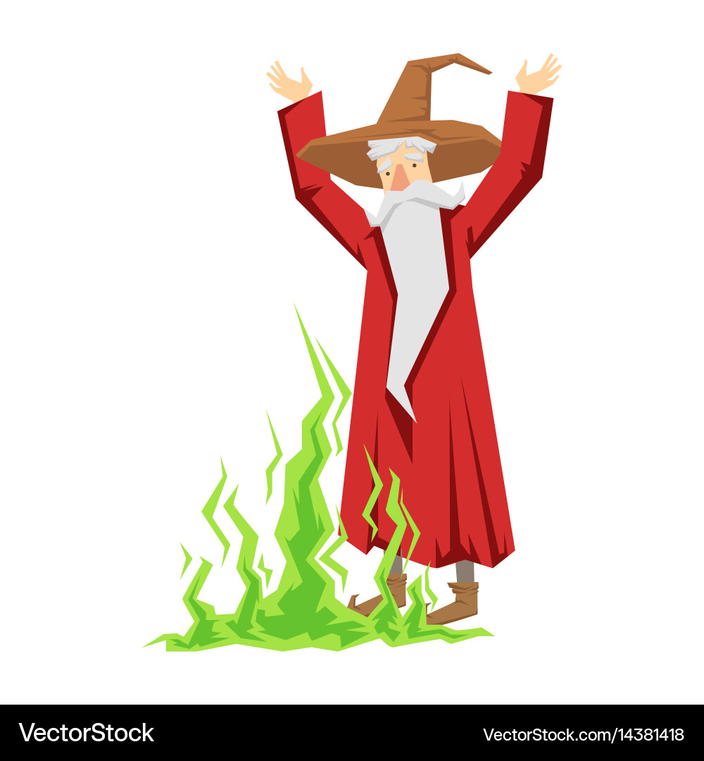 Wizard waving with both hands colorful fairy tale Vector Image