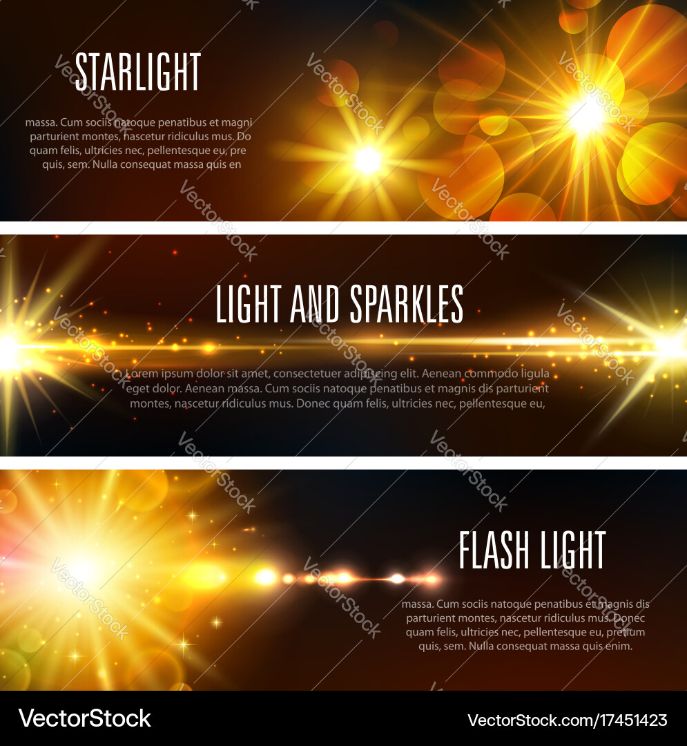 Banners of light flash and sparkles effect Vector Image