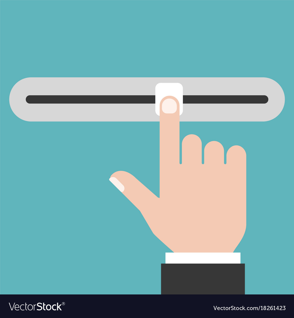 Finger sliding slider button flat design Vector Image