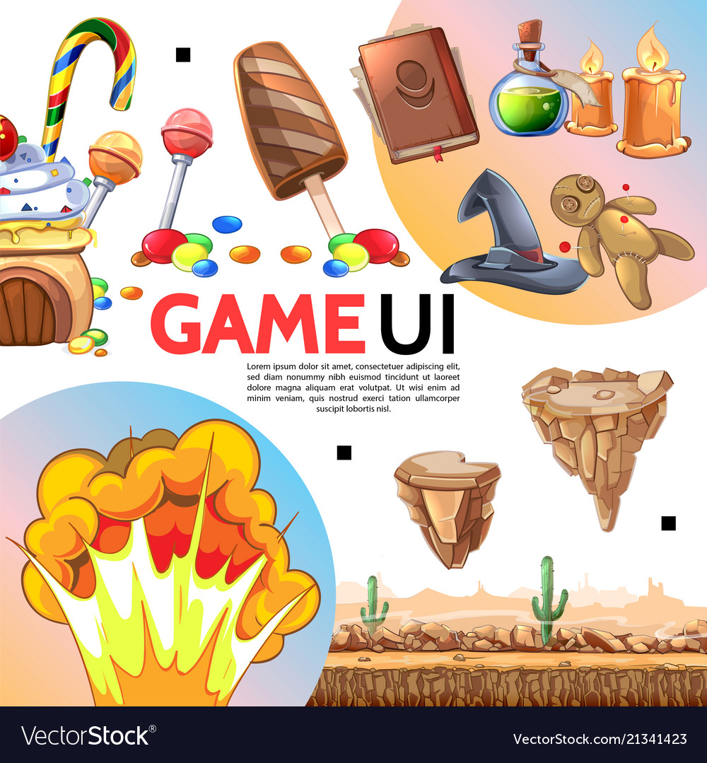 Flat game elements template Royalty Free Vector Image