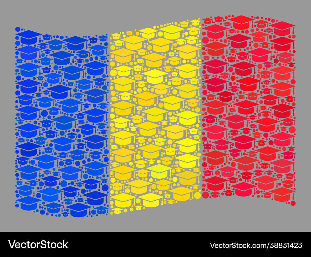 Graduation waving romania flag - collage Vector Image