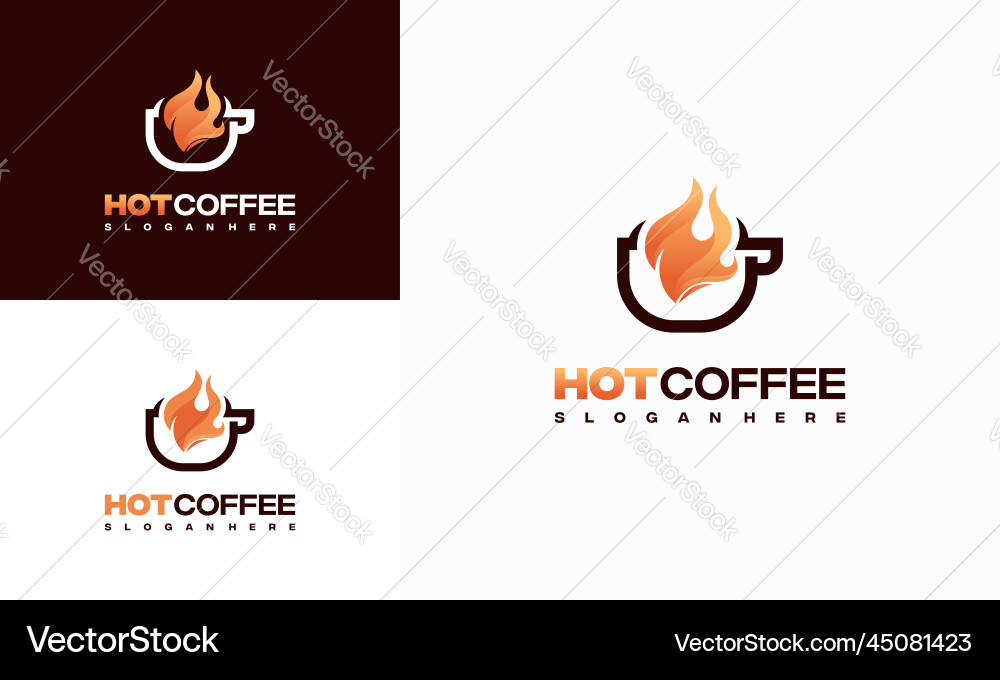 Hot coffee logo designs concept fire drink logo Vector Image