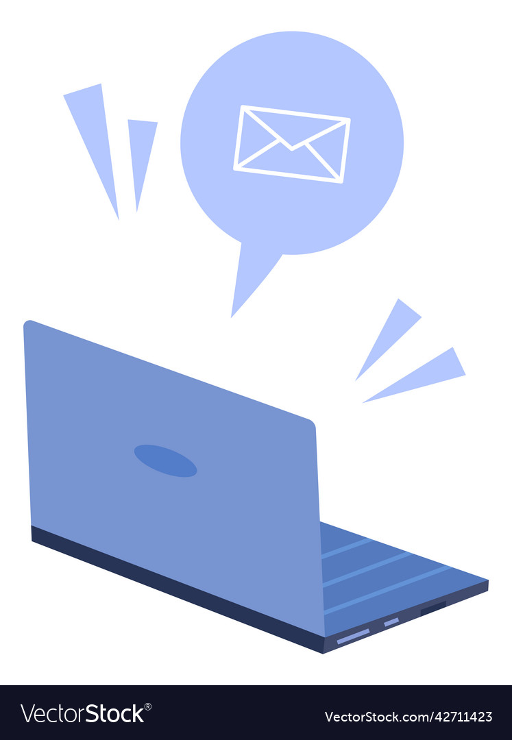 Laptop with new message alert sound incoming mail Vector Image Laptop with new message alert sound incoming mail Vector Image