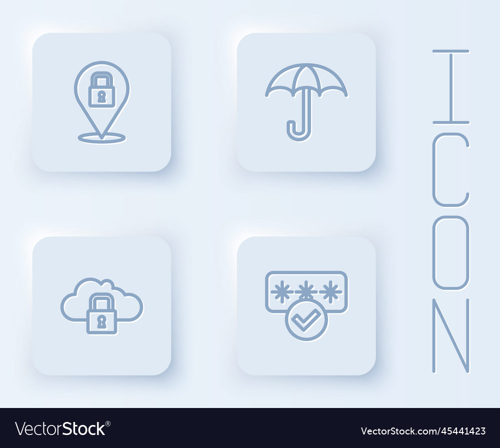 Set line lock umbrella cloud computing lock and Vector Image Set line lock umbrella cloud computing lock and Vector Image