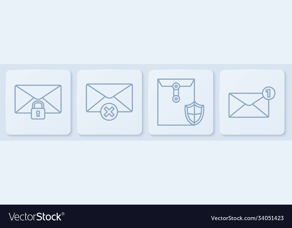Set line mail message lock password envelope Vector Image Set line mail message lock password envelope Vector Image