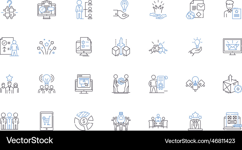 Trade line icons collection commerce exchange Vector Image