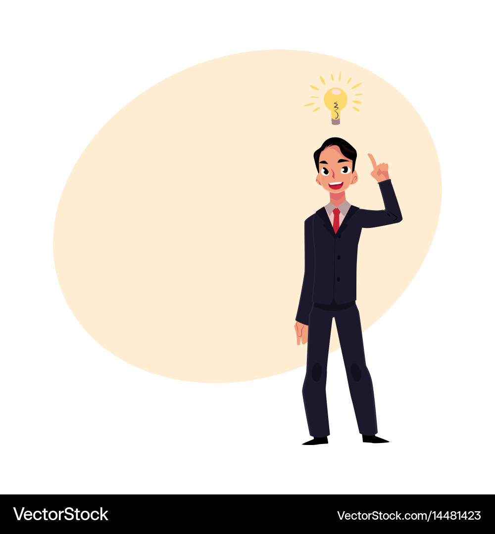 Young businessman having idea lightbulb as symbol Vector Image