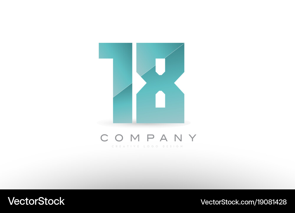 18 number numeral digit green logo icon design Vector Image