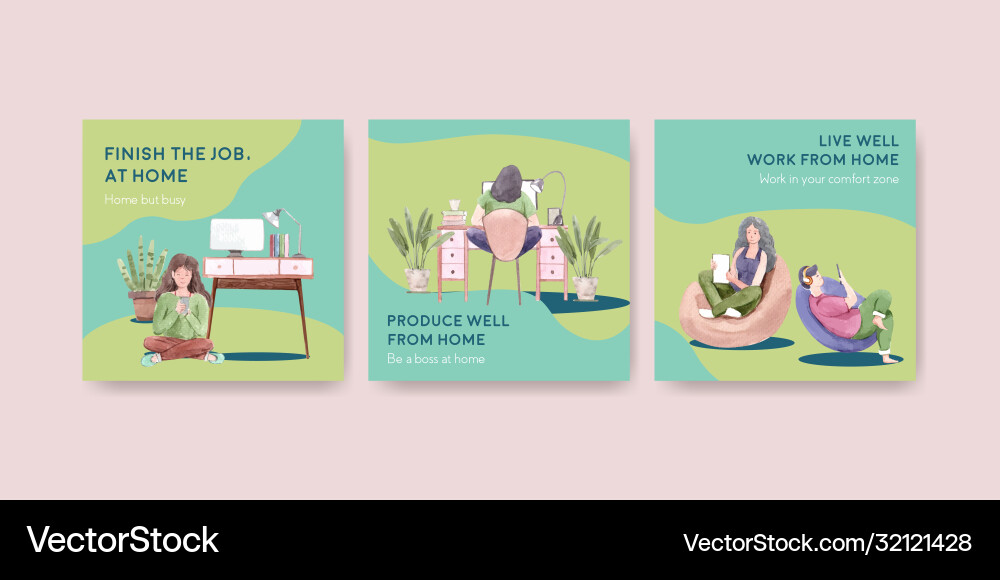 Advertising template design with people Royalty Free Vector