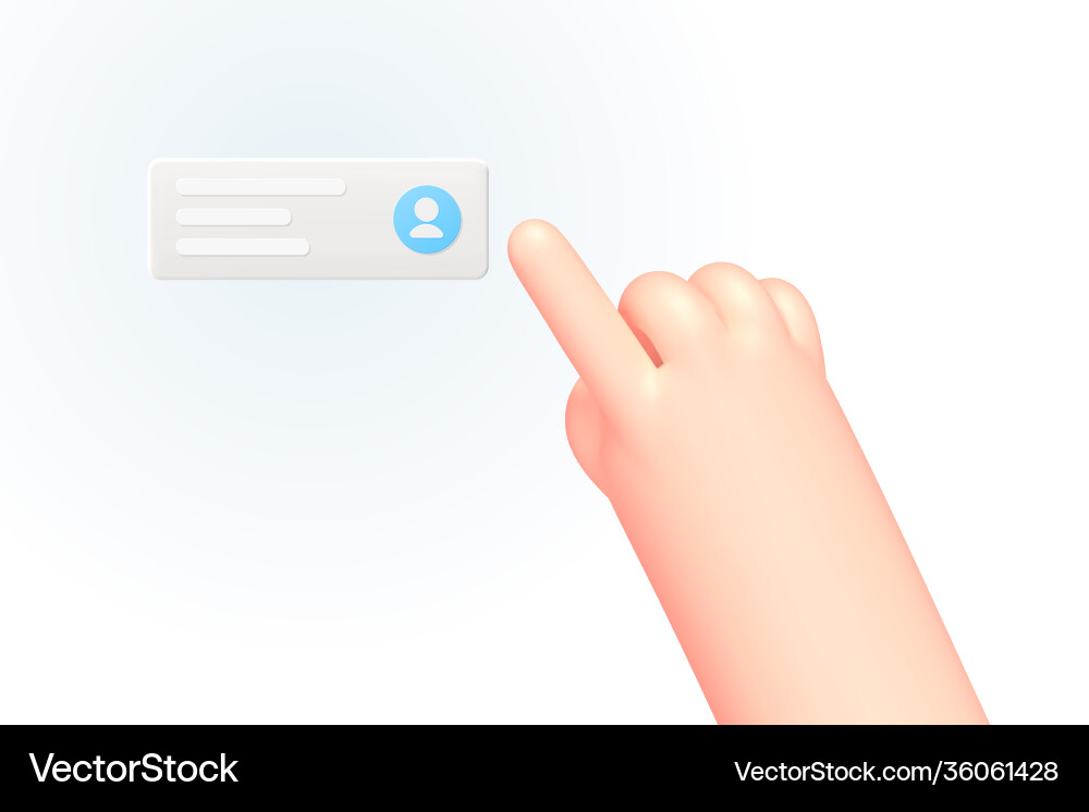 Cartoon hand touch social media button Royalty Free Vector